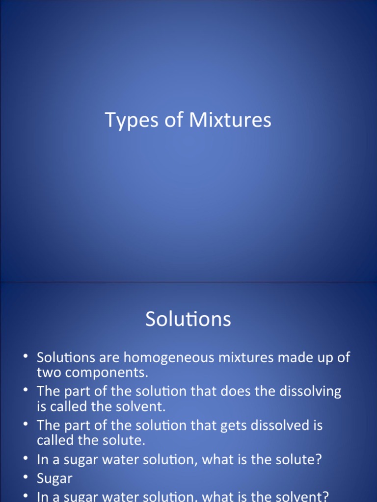 Types of Mixtures | PDF