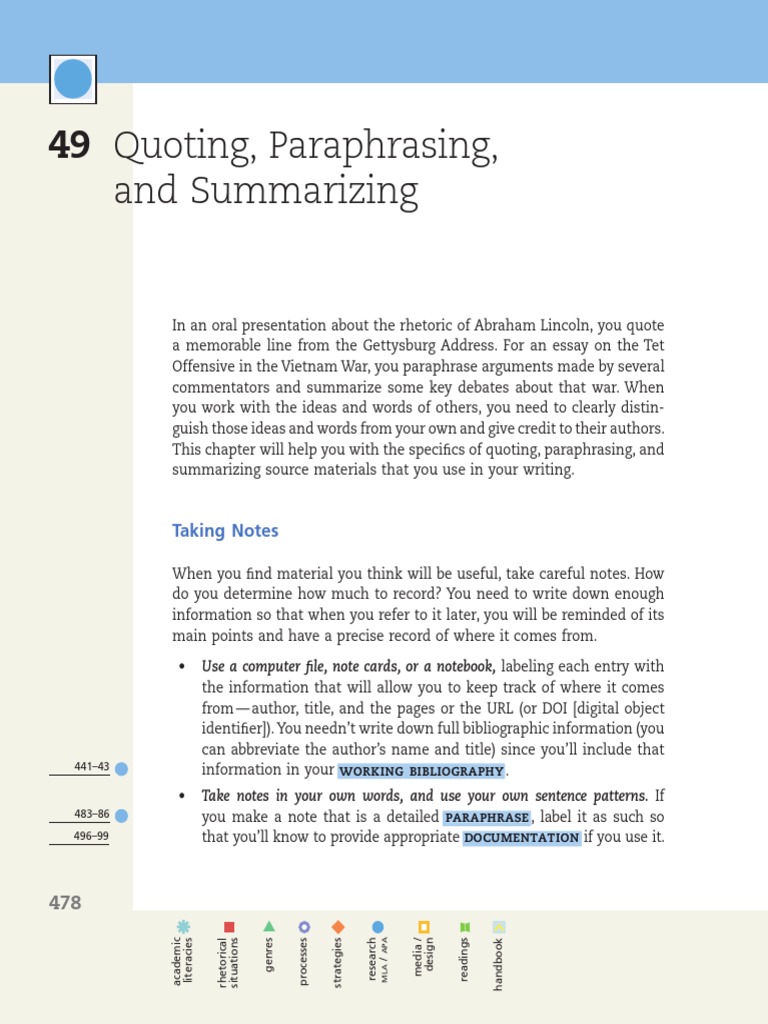 Quoting-Paraphrasing Guide | PDF | Ellipsis | Citation