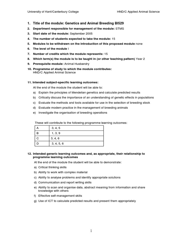 BI529 Genetics and Animal Breeding | PDF | Genetics | Genetic Linkage