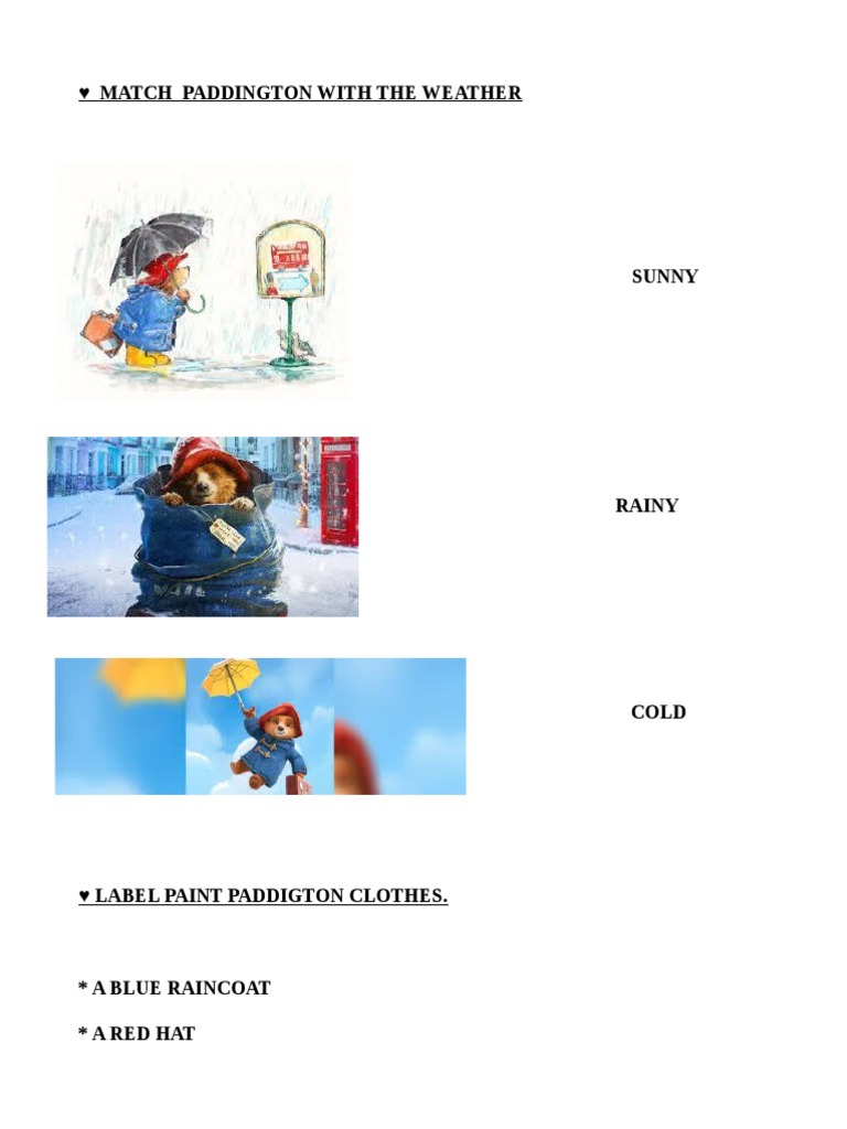 Match Paddington With The Weather | PDF