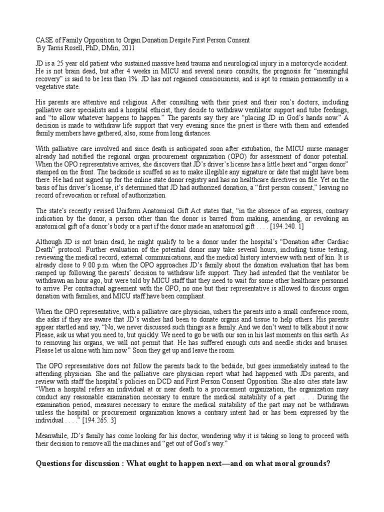 Case Study On Organ Transplantation | PDF | Organ Donation | Kidney ...