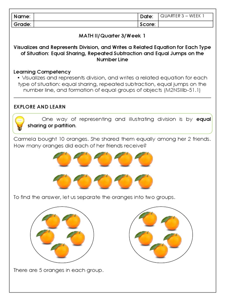 Las Math 2 Q3 Week 1 | PDF | Division (Mathematics) | Numbers