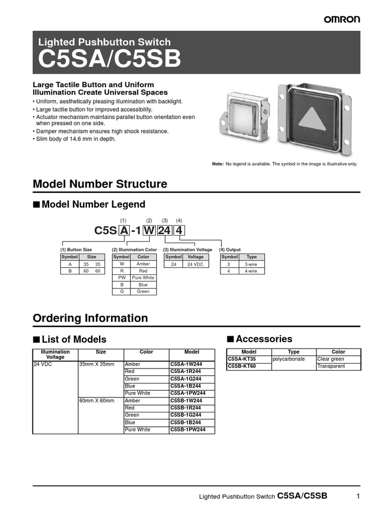 C5SA, C5SB Lighted Pushbutton Switch | PDF | Electrical Engineering ...