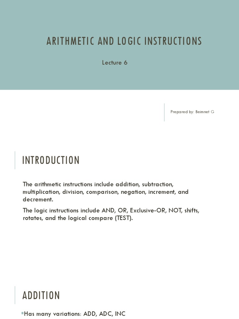 Chapter 4 Arithmetic And Logic Instructions Pdf Binary Coded Decimal Multiplication 
