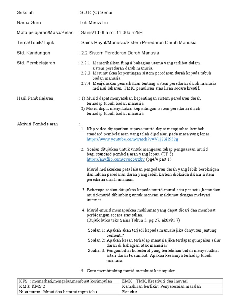 RPH Sains 5H | PDF | Sains & Matematika