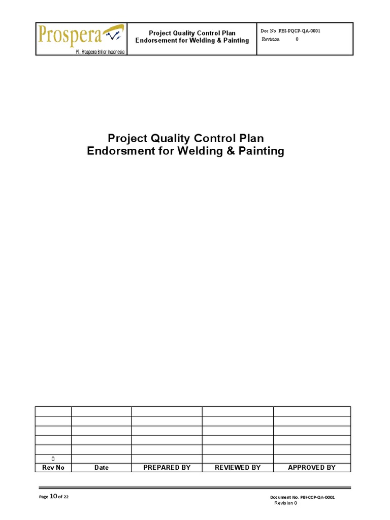 Project Quality Control Plan Endorsment For Welding2 | PDF