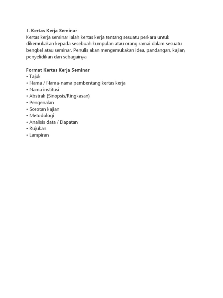 01 Kertas Kerja Seminar | PDF