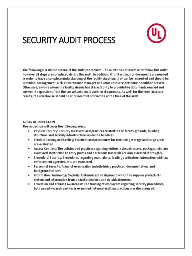 Security Audit Process | PDF | Audit | Accounting And Audit