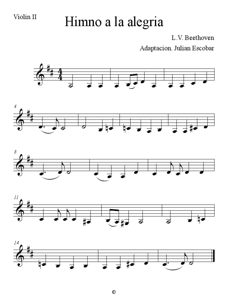 Himno A La Alegria - Violin II | PDF Himno A La Alegria - Violin II | PDF