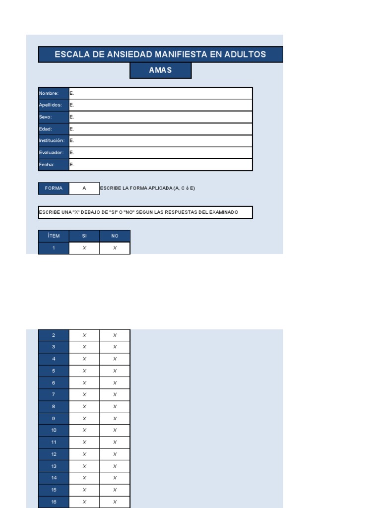 Test Ansiedad AMAS Software | PDF