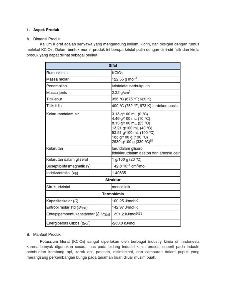 Aanalisis Awal Rencana Produksi Potassium Klorat.-Dikonversi | PDF ...