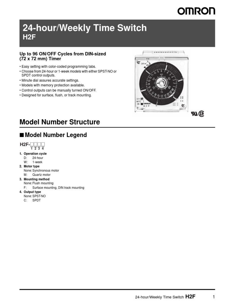 H2F 24 Hour or Weekly Timer | PDF | Switch | Electric Motor