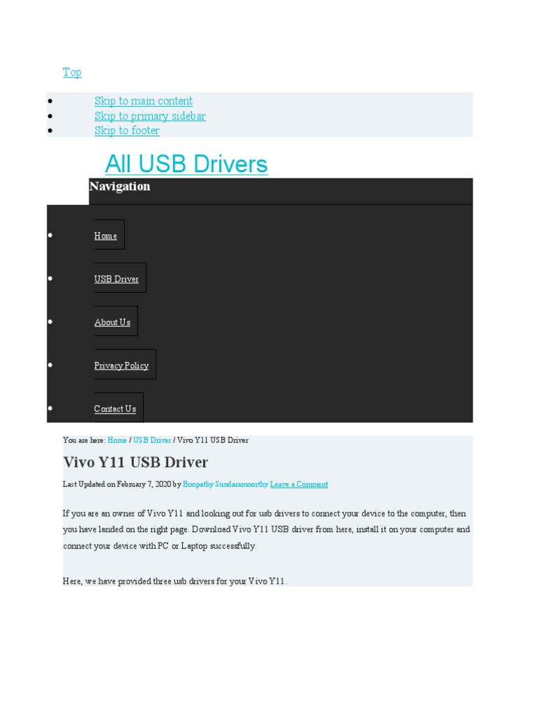 All USB Drivers: Navigation | Download Free PDF | Device Driver | Usb ...