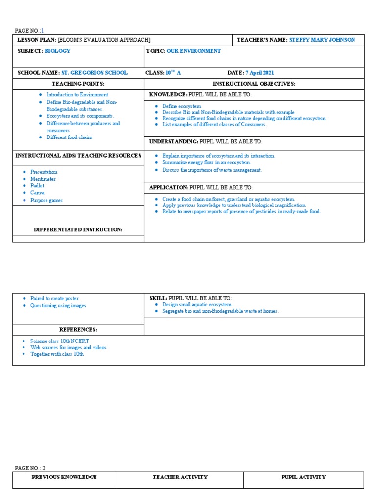 ICT Integrated Lesson Plan | PDF | Biodegradation | Ecosystem