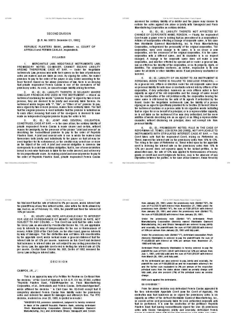 5) Republic Planters Bank v. Court of Appeals | PDF | Law Of Agency ...