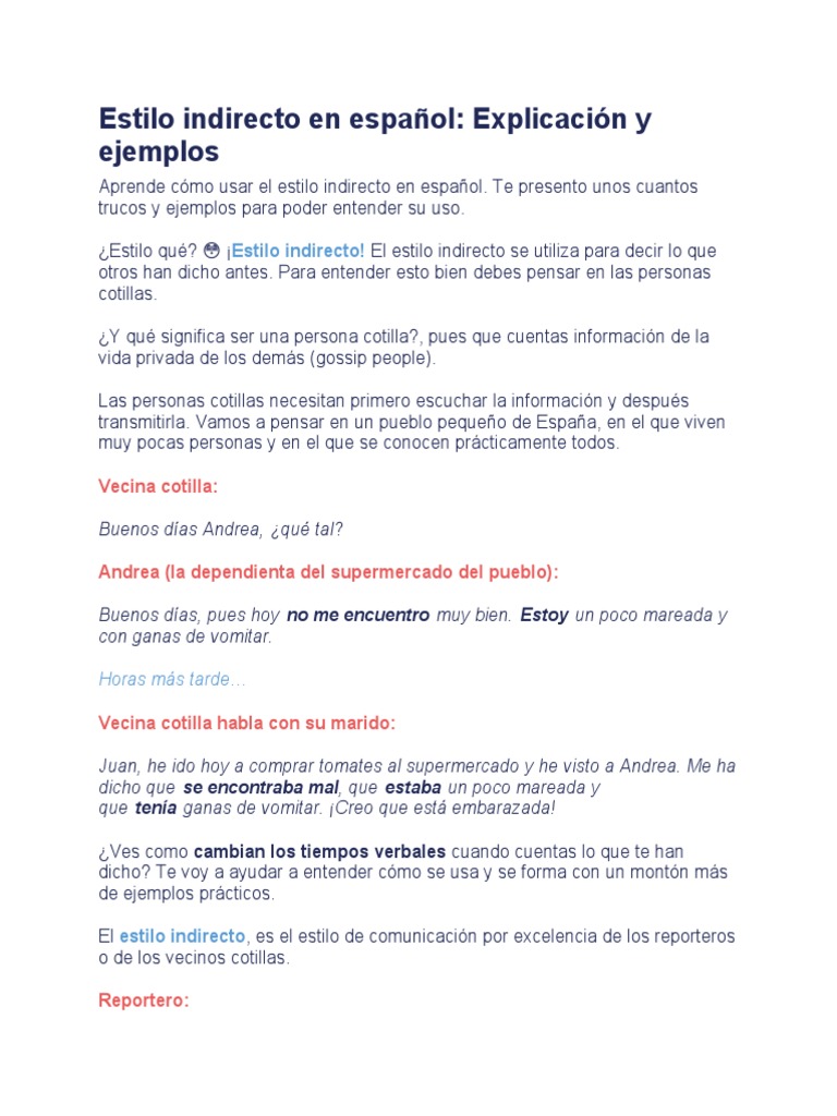 Estilo Indirecto en Español | PDF | Verbo | Tipología Lingüística