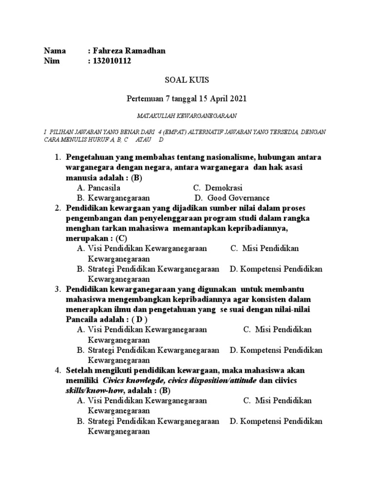 SOAL+kuis+PKN Pert+7 | PDF