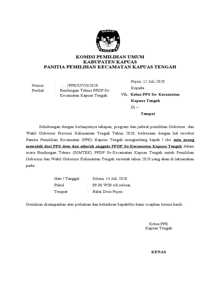 Surat Undangan Bimtek PPDP | PDF