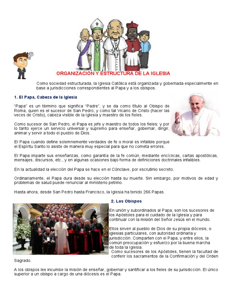 Ficha 3° Organización y Estructura de La Iglesia | PDF | Papa | Iglesia Católica