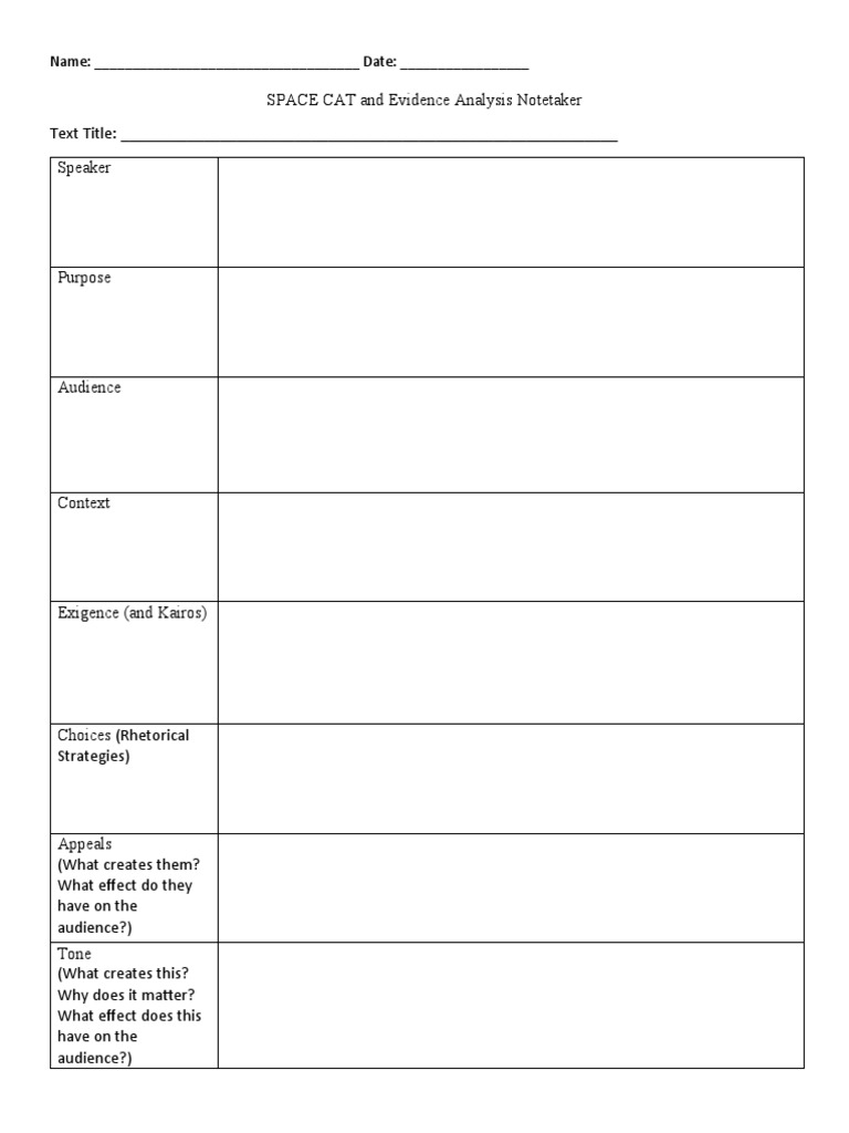 SPACE CAT and Evidence Analysis Notetaker | PDF | Cognition | Communication