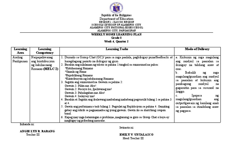 WHLP Ap8 W4 Q2 | PDF