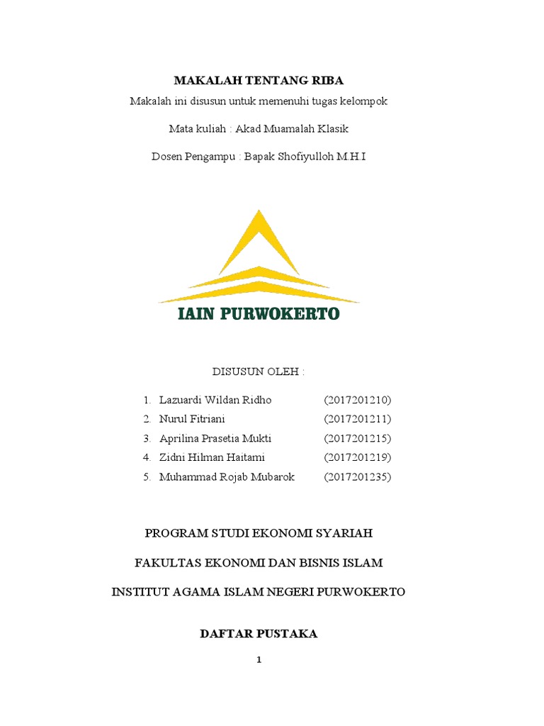 Makalah Tentang Riba - Kel 2 - Akad Muamalah Klasik | PDF