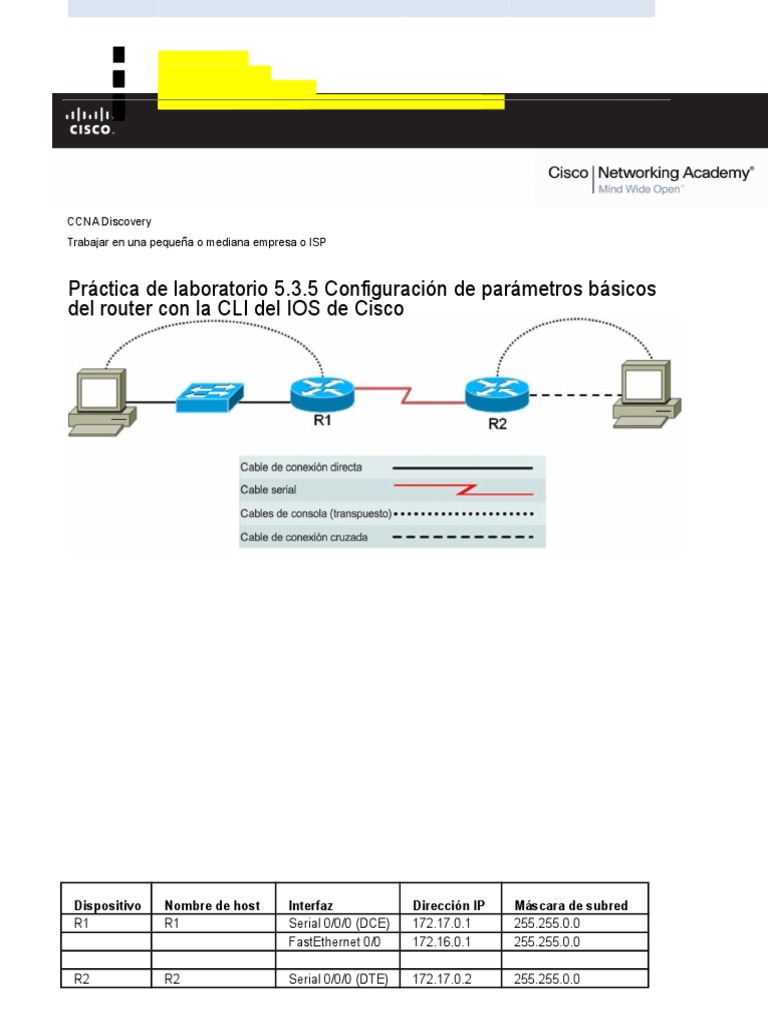 5 3 5 5 Practica Lab | PDF | Dirección IP | Enrutador (Computación)