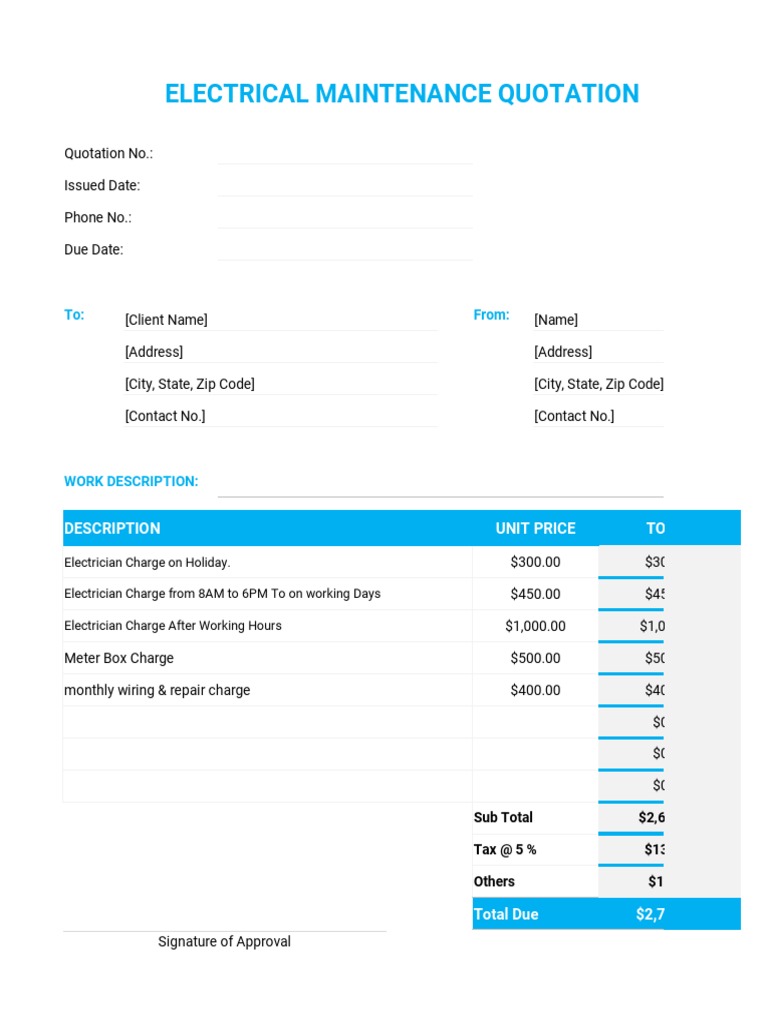Electrical Maintenance Quotation Format | PDF
