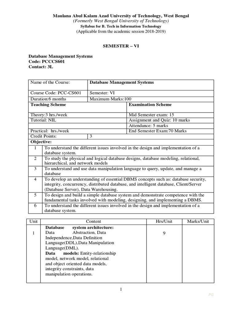 (Formerly West Bengal University of Technology) : (Applicable From The ...