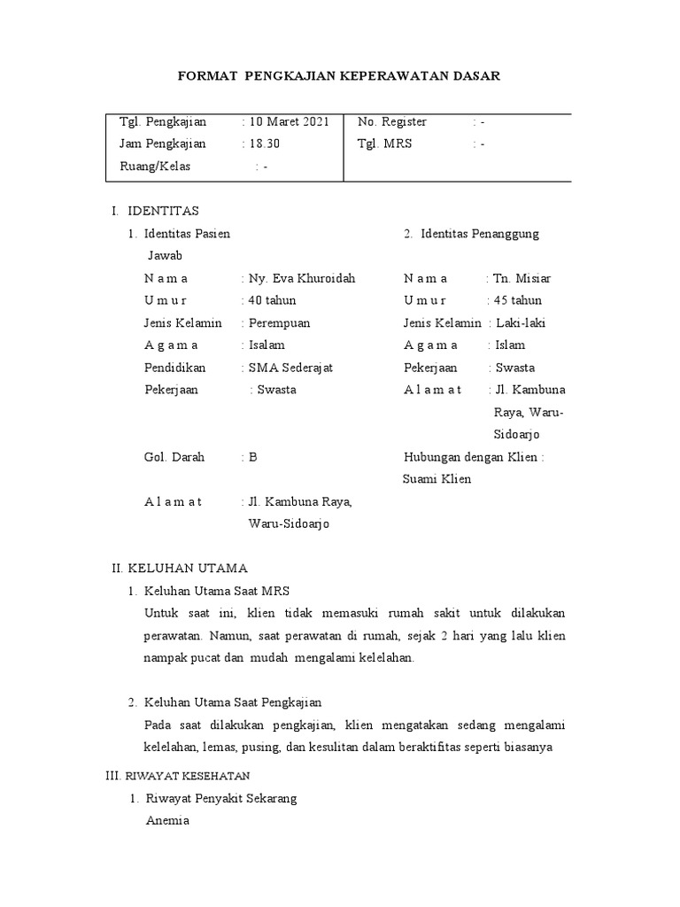 Panduan Format Pengkajian Askep. STR | PDF | Pengembangan Diri | Kesehatan Holistik