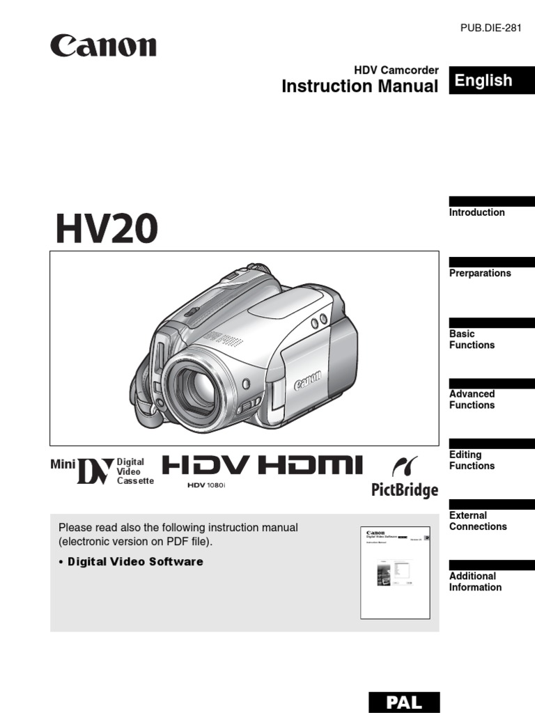 Canon HV20 Instruction Manual PAL en | PDF | Videotape | Exposure ...