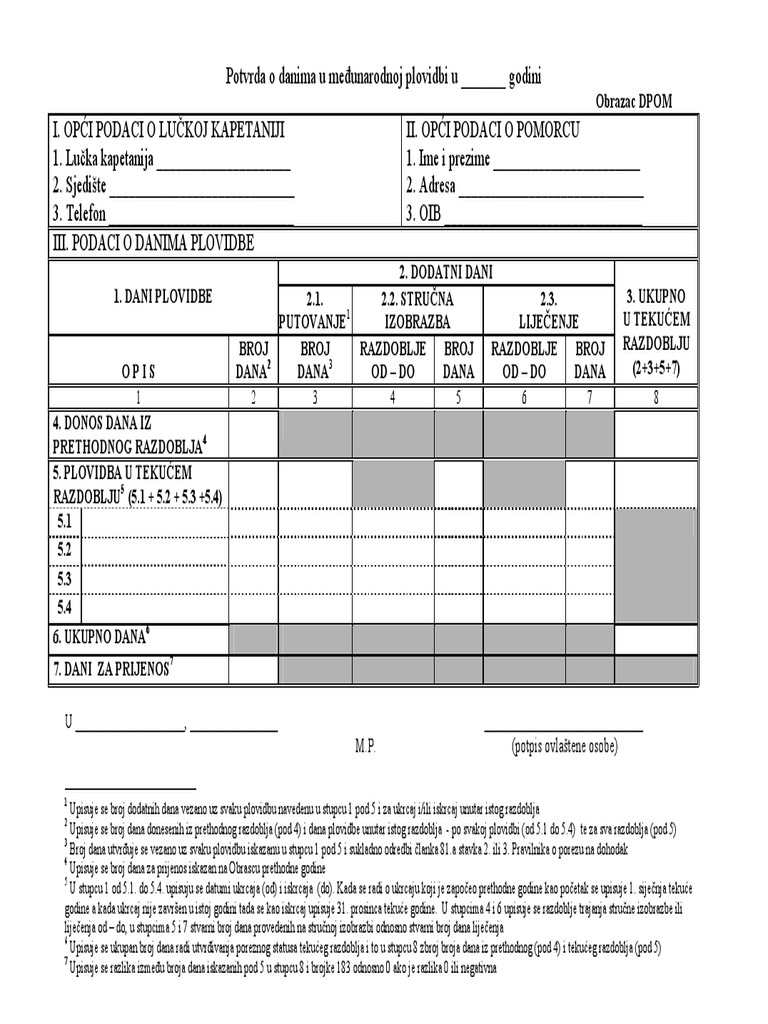 600.511 Obrazac DPOM | PDF