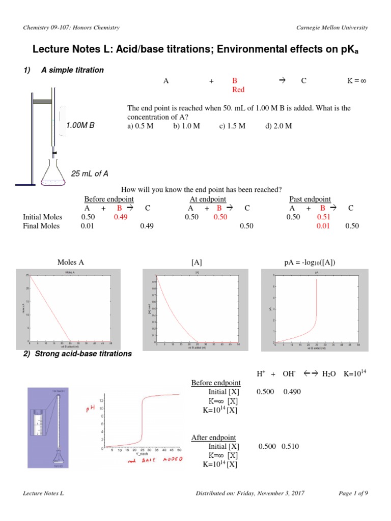 Lecture Notes L: Acid/base Titrations Environmental Effects On PK | PDF ...
