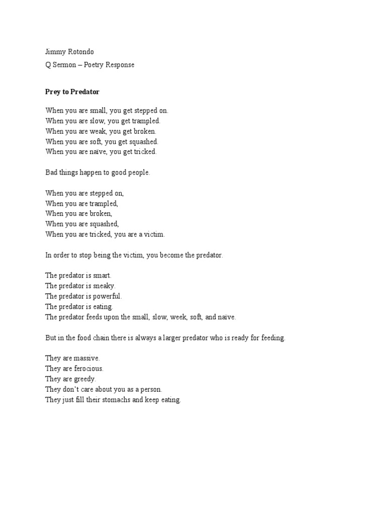 Jimmy Rotondo - Q Sermon Response | PDF