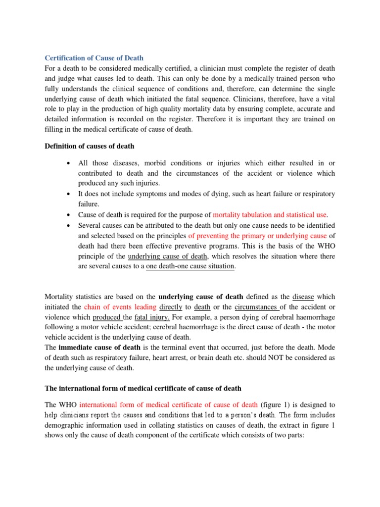 Medical Certification of Cause of Death | PDF | Medical Diagnosis | Death