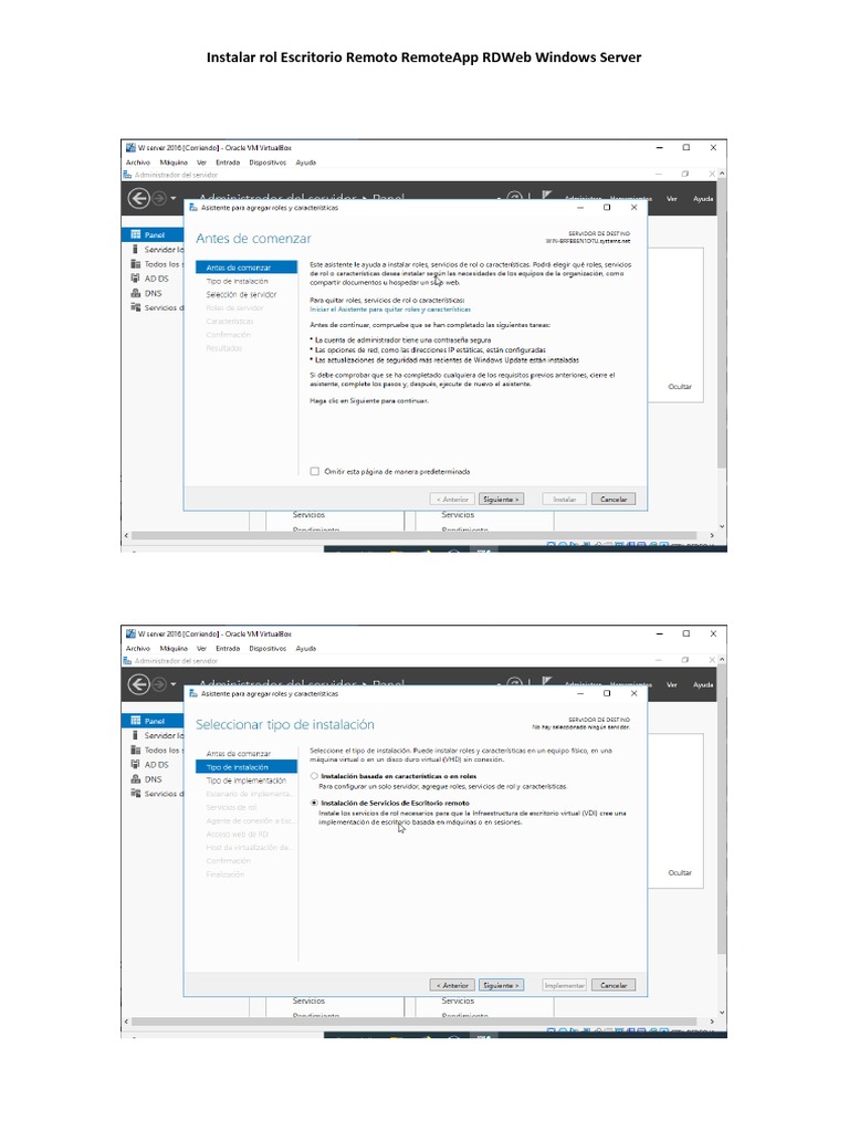 Instalar Rol Escritorio Remoto RemoteApp RDWeb Windows Server | PDF