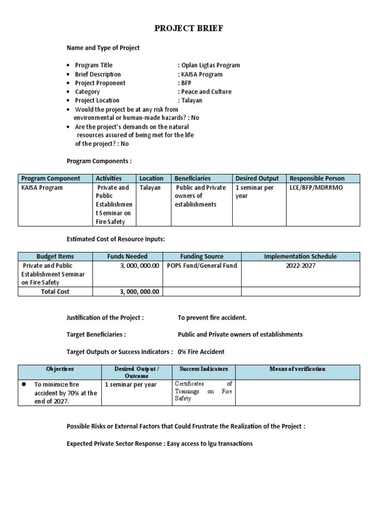 Oplan Ligtas: Fire Safety Seminar Project | PDF