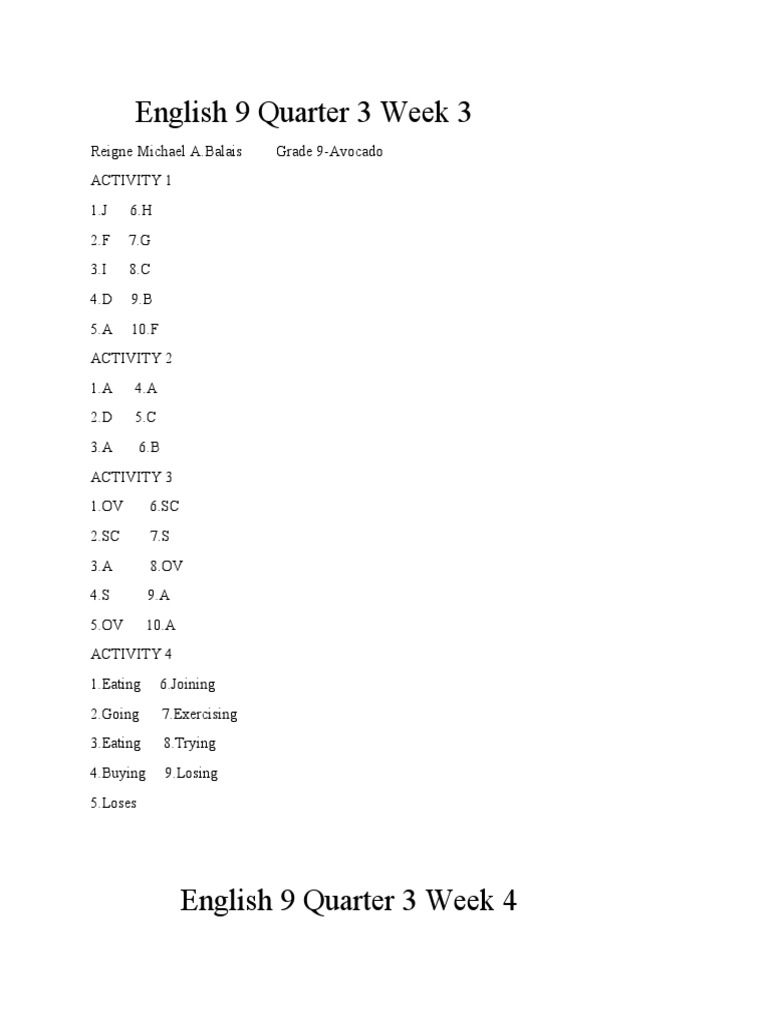 English 9 Quarter 3 Yenyen | PDF