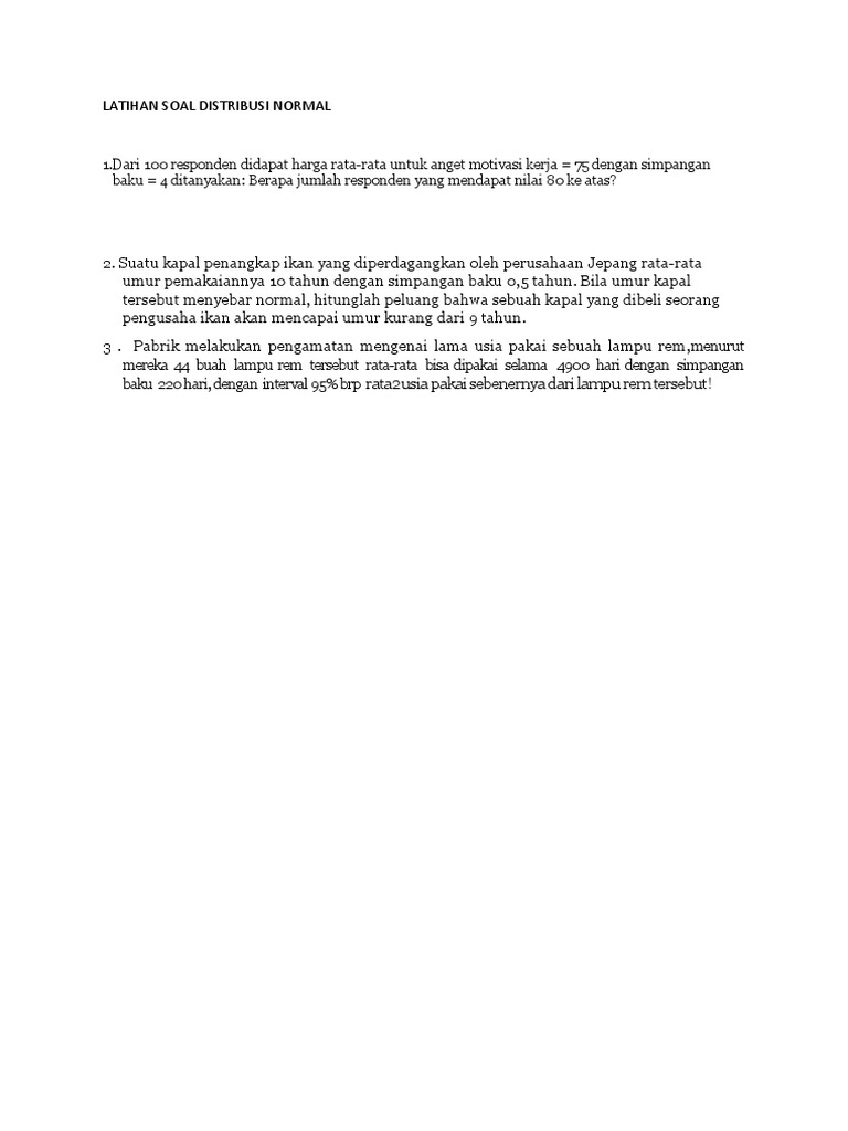 Latihan Soal Distribusi Normal | PDF