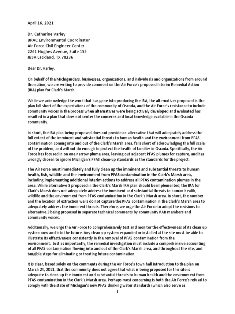 Clarks Marsh Comment Letter With Sign On Final | PDF | Water | Natural ...