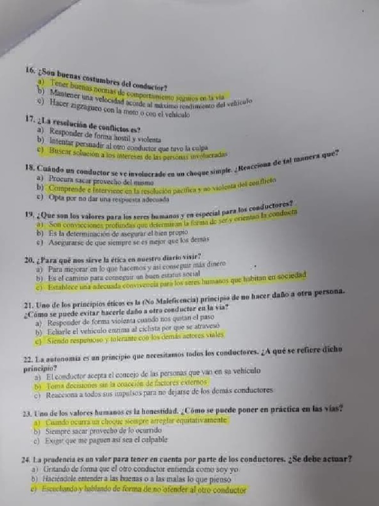 Examen de Conduccion | PDF | Licencia de conducir | Neumático