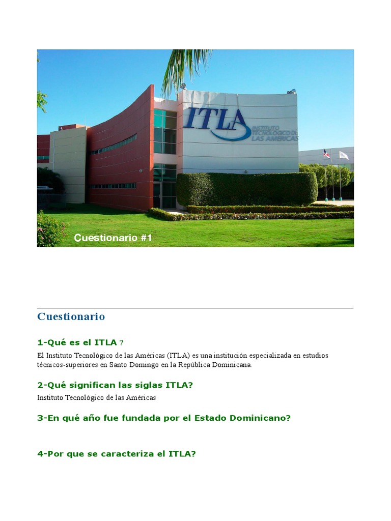 Cuestionario 1 Itla Orientacion Inst PDF | PDF | Business | Science