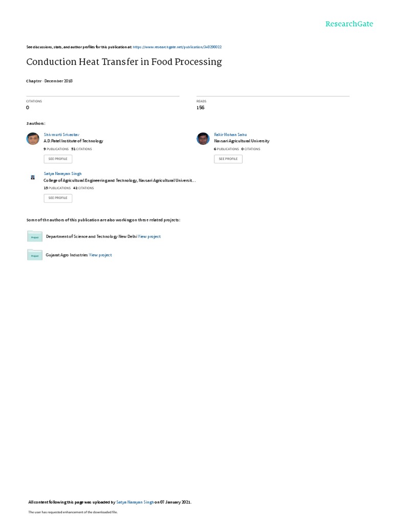 Conduction Heat Transfer in Food Processing | PDF | Thermal Conduction ...