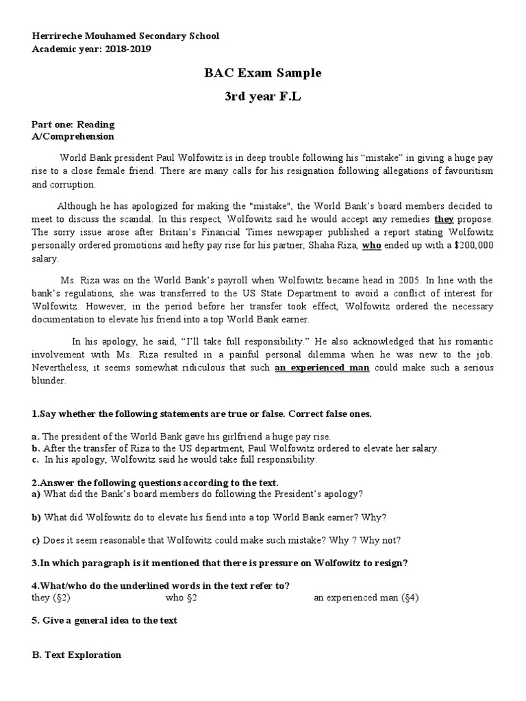 Nepotism Bac Sample | PDF | Paul Wolfowitz | Grammar