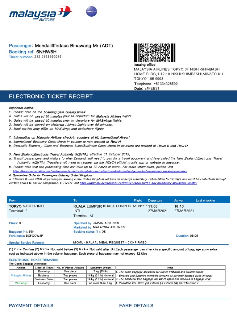 Your Electronic Ticket-EMD Receipt | PDF | Aviation | Airlines