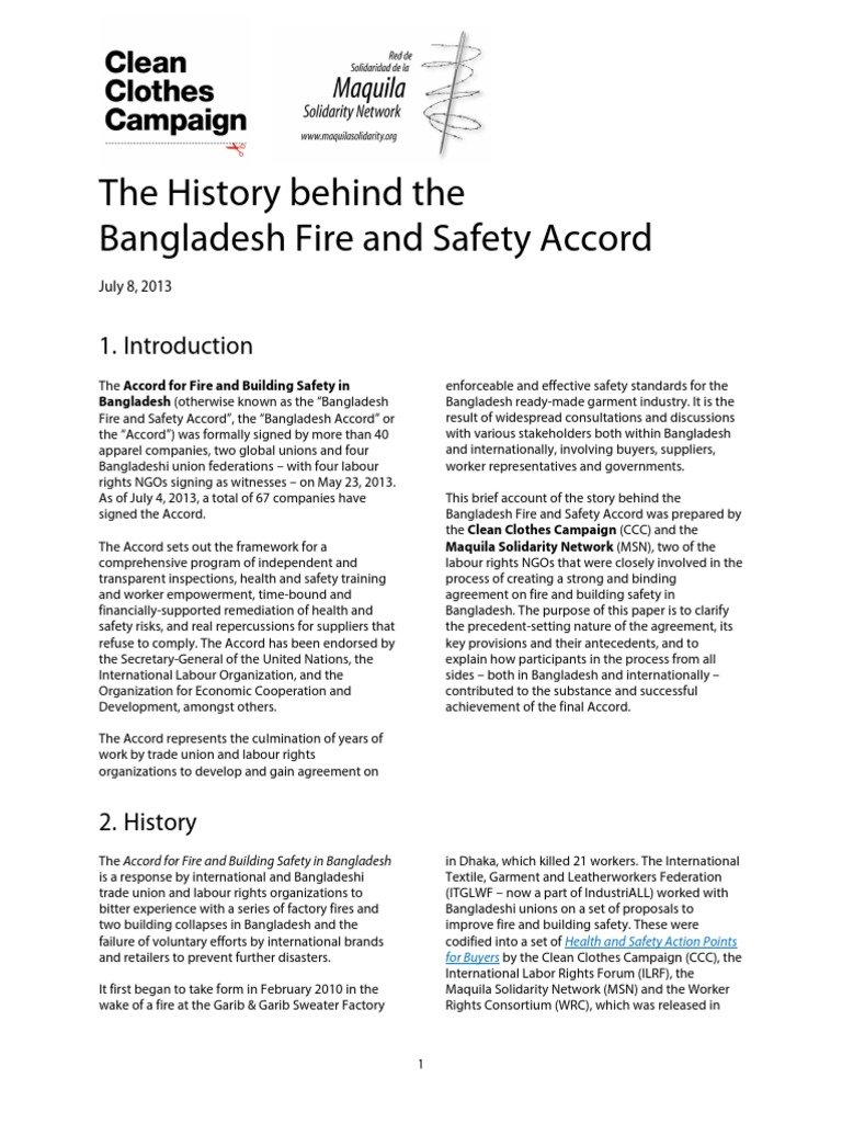 Bangladesh Accord History 2013-07-08 | PDF | Occupational Safety And ...