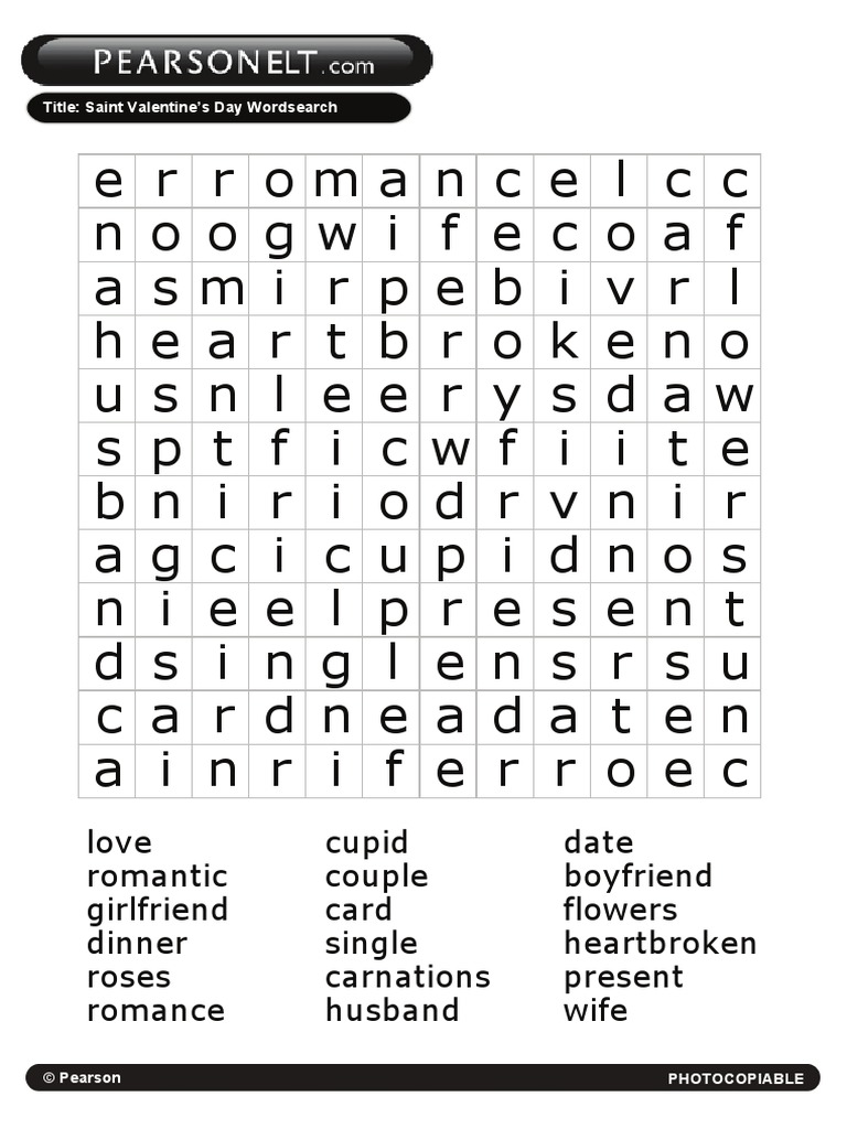 GBWSE10000069 Saint Valentine's Day Wordsearch | PDF
