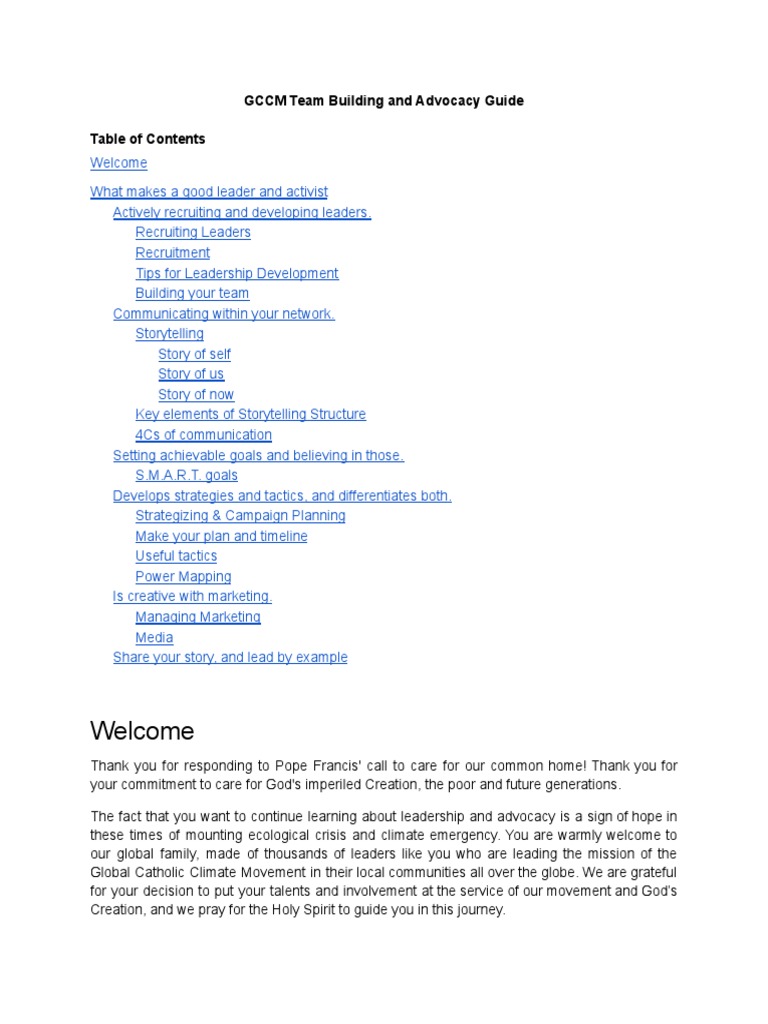GCCM Leadership and Team Building Guide | PDF | Storytelling | Goal