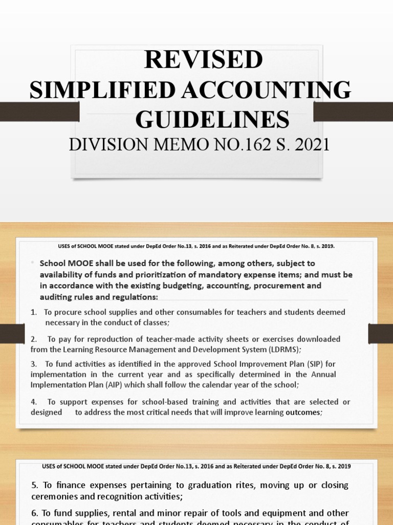 REVISED SIMPLIFIED ACCOUNTING GUIDELINES Presentation | PDF | Receipt ...