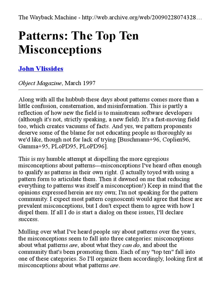 Patterns - The Top Ten Misconceptions | PDF | Computing | Computing And ...